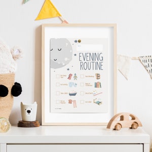 Bedtime Routine, Evening Routine Chart, Neutral Boho Printable Routine ...
