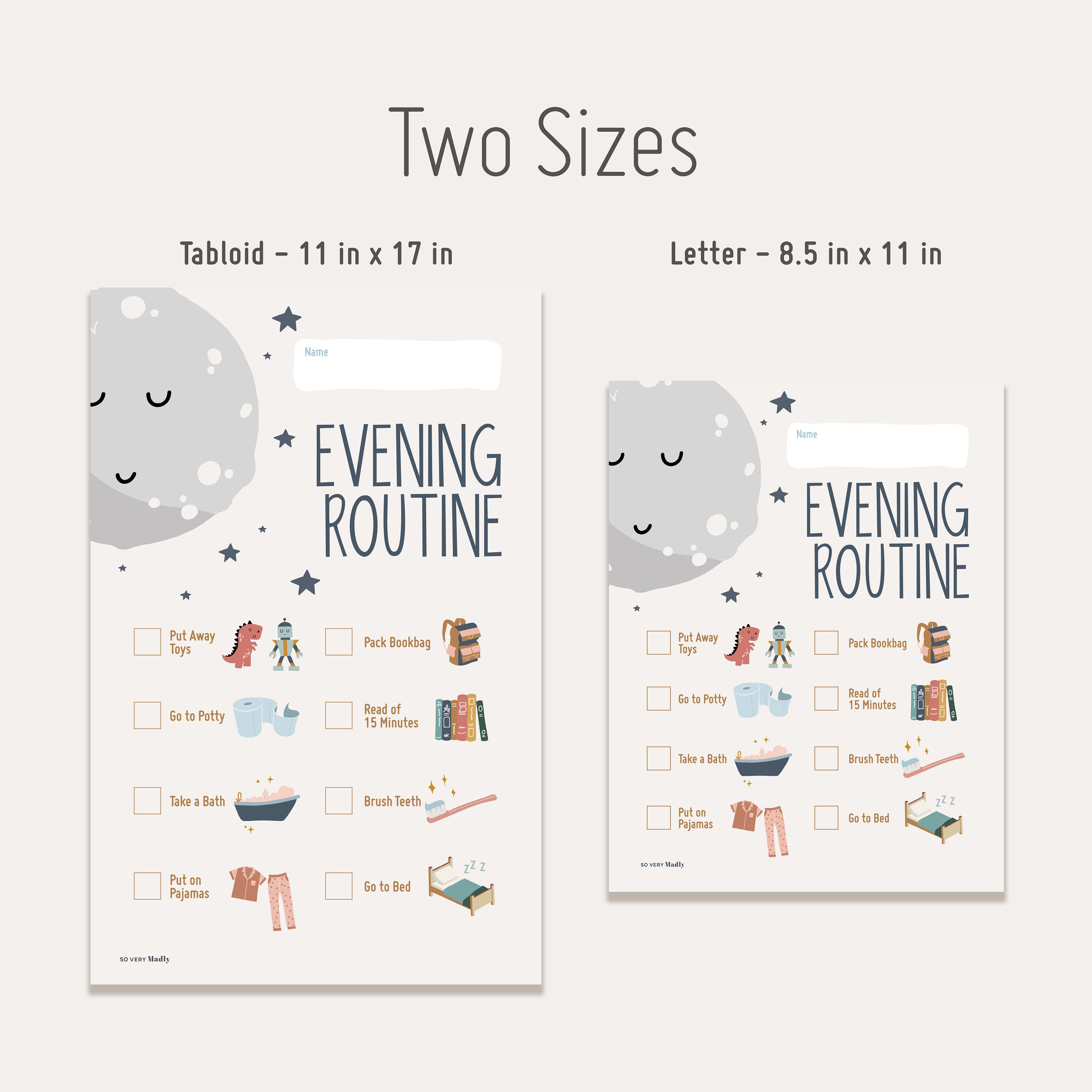 Bedtime Routine, Evening Routine Chart, Neutral Boho Printable Routine ...
