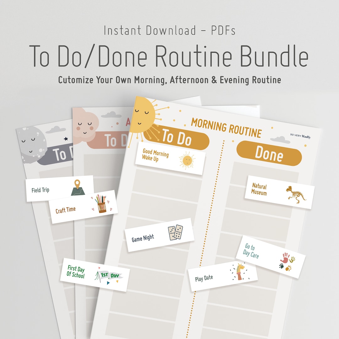 To Do Done School, Chore & Routine Cards Chart Bundle | Organize ...