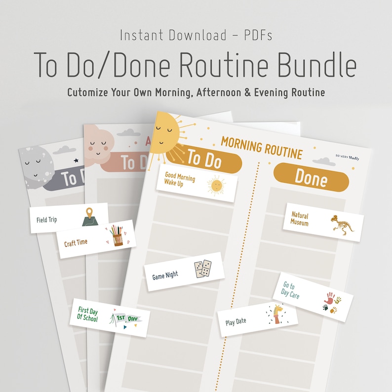 To Do Done School, Chore & Routine Cards Chart Bundle | Organize ...