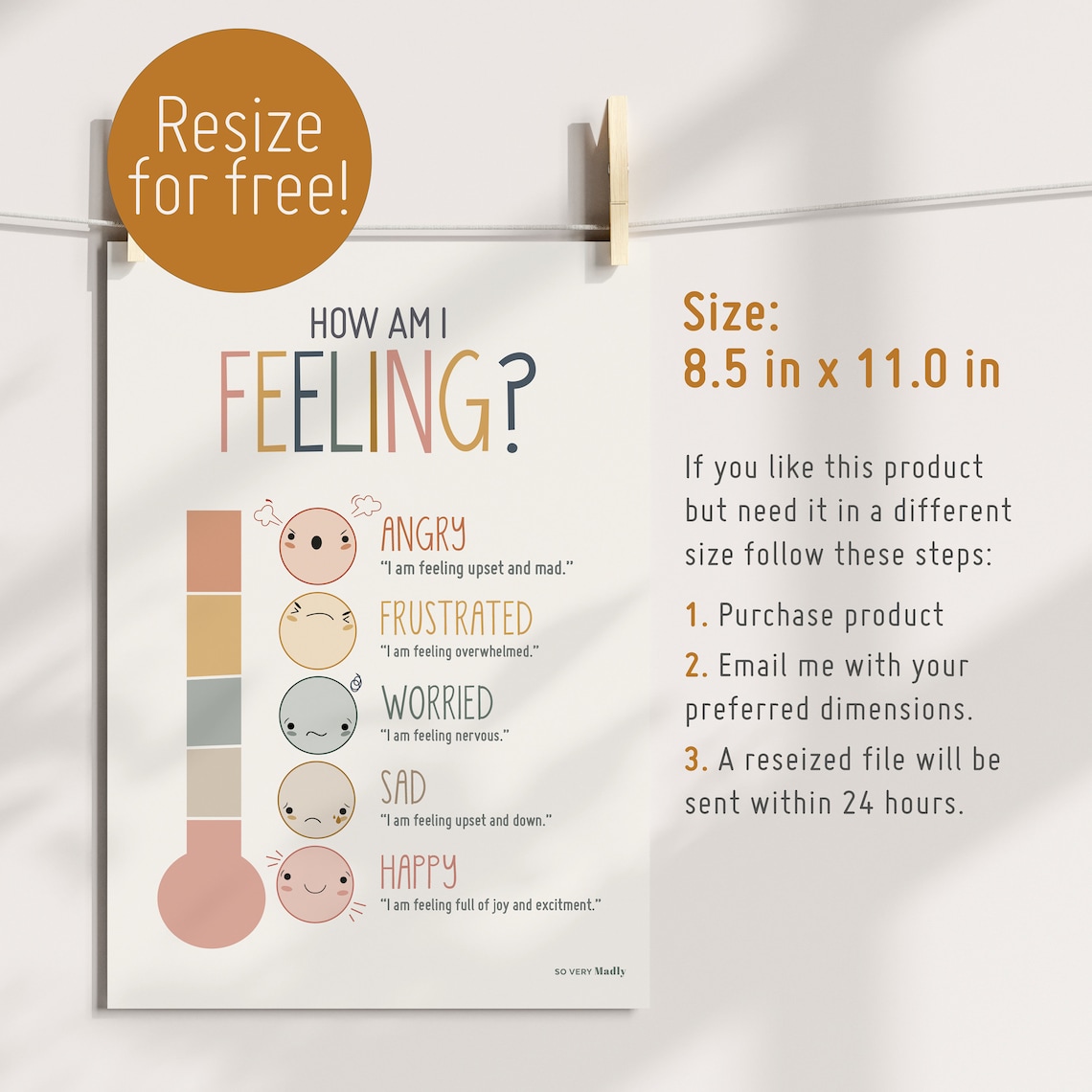 Feelings Thermometer Chart | Printable Emotions Chart | Kids Feelings ...