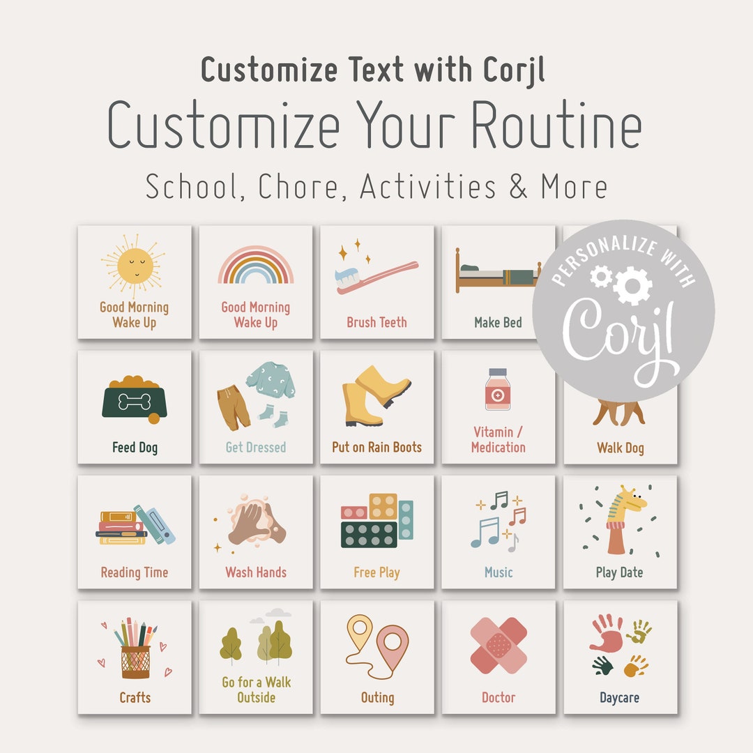 Editable Kids Visual Schedule, Montessori Chore Cards (digital Download ...