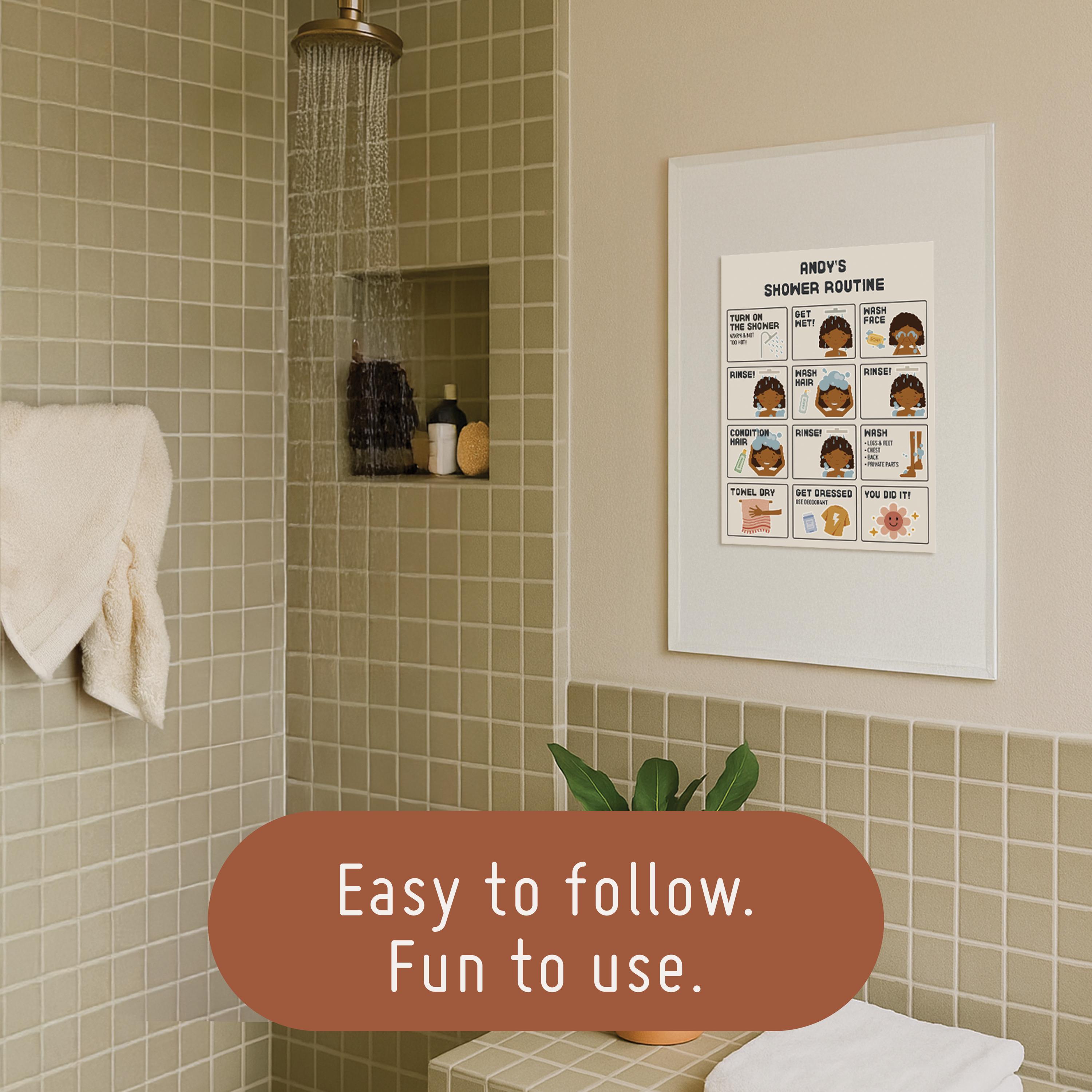 Kids Shower Routine Chart: Visual Schedule With Icons (corjl Template ...