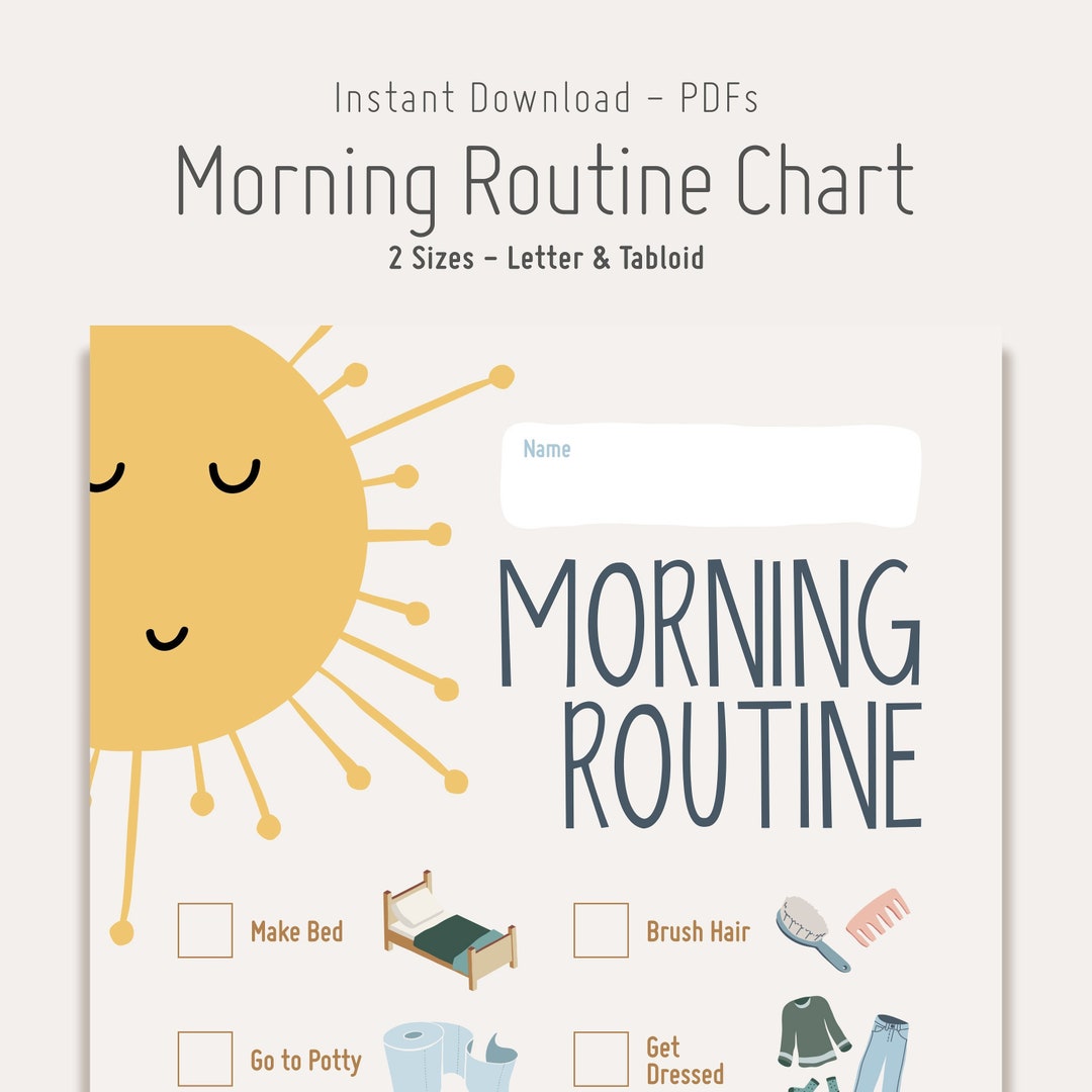 Neutral Boho Morning Routine Chart for Kids (PDF) - Etsy