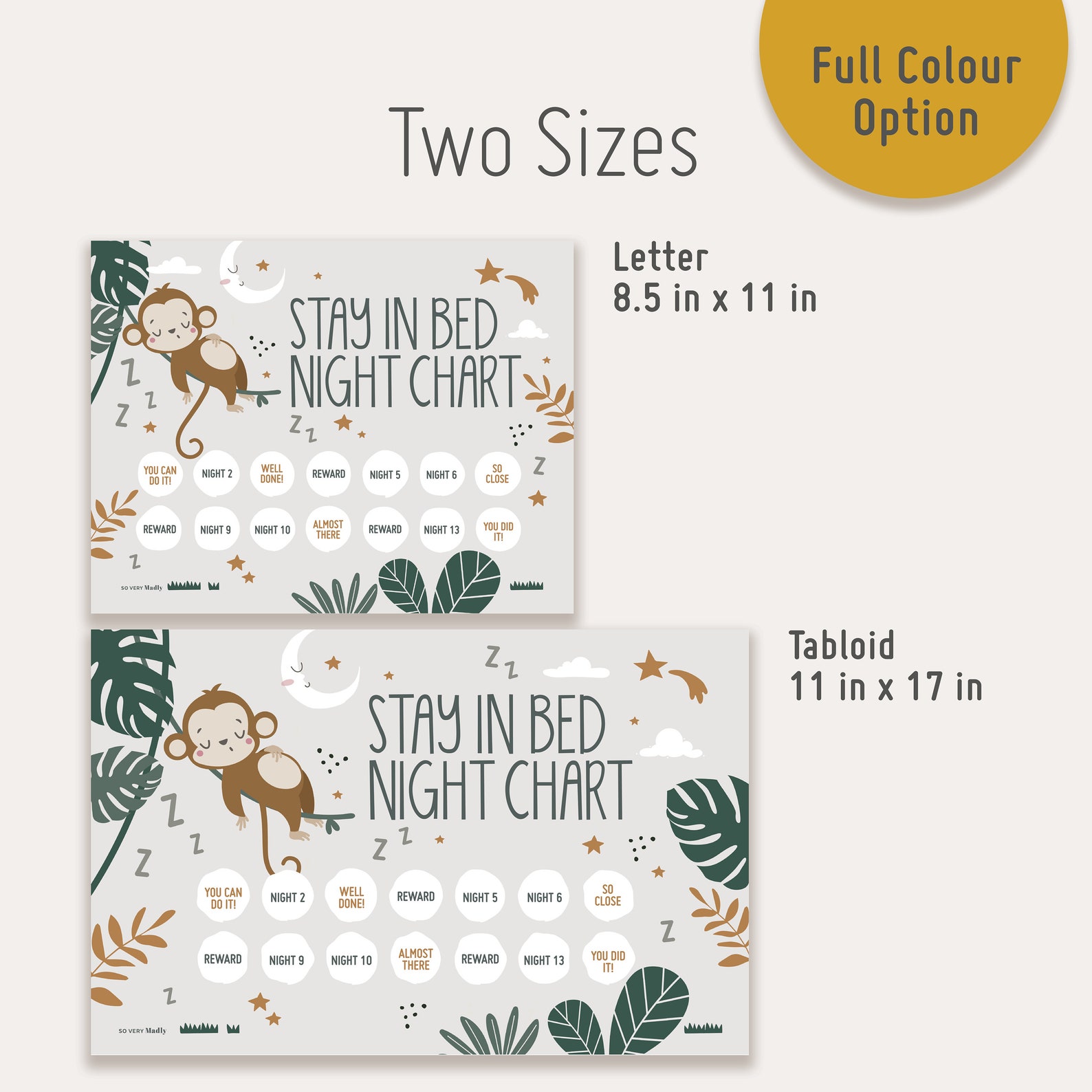 Sleepy Monkey Bedtime Training Chart: 14-day Reward System (printable ...