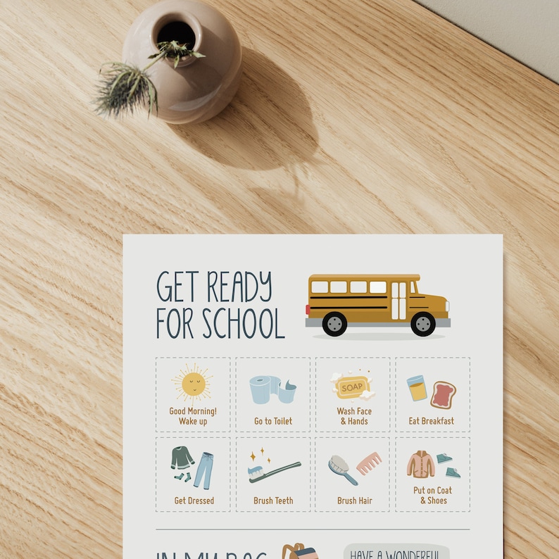 Morning Routine Chart: Visual Schedule for Kids (instant Download PDF ...
