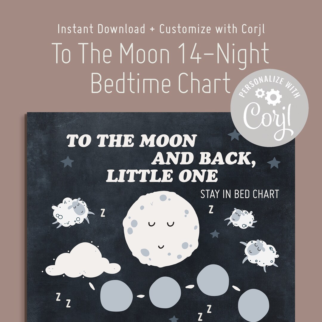 Stay in Bed Chart, Moon, Printable Bedtime Training Reward Chart for ...