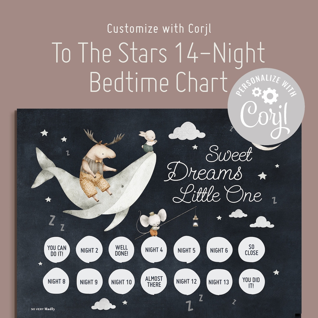 To the Stars Bedtime Chart: Kids Reward System (PDF & Corjl) - Etsy
