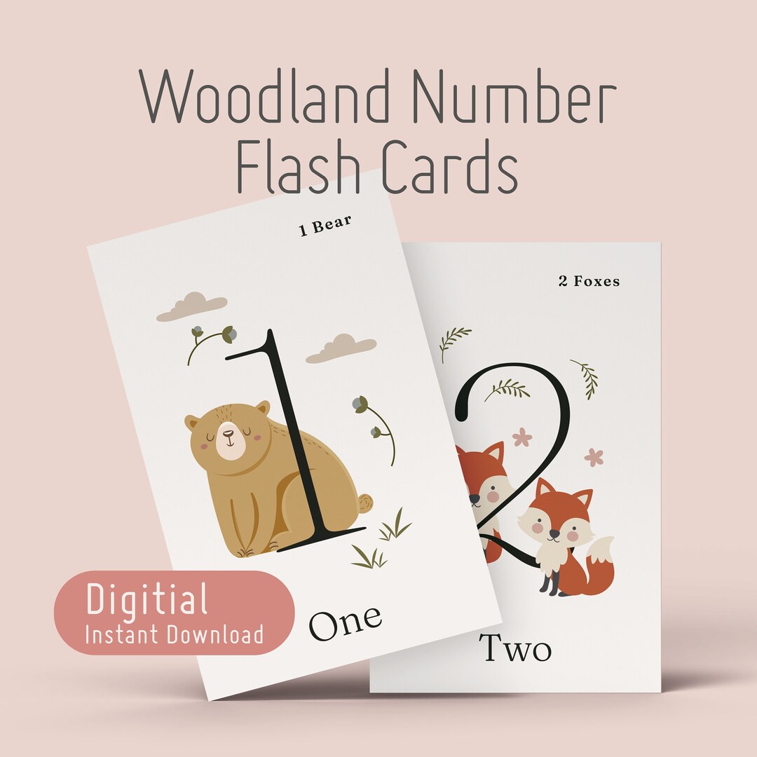 Woodland Numbers Flash Cards, Counting, Learn to Print, Education ...