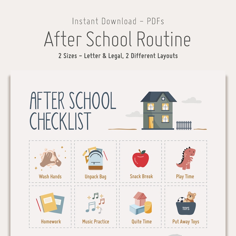 After School Routine Chart: Visual Checklist (PDF Download) - Etsy