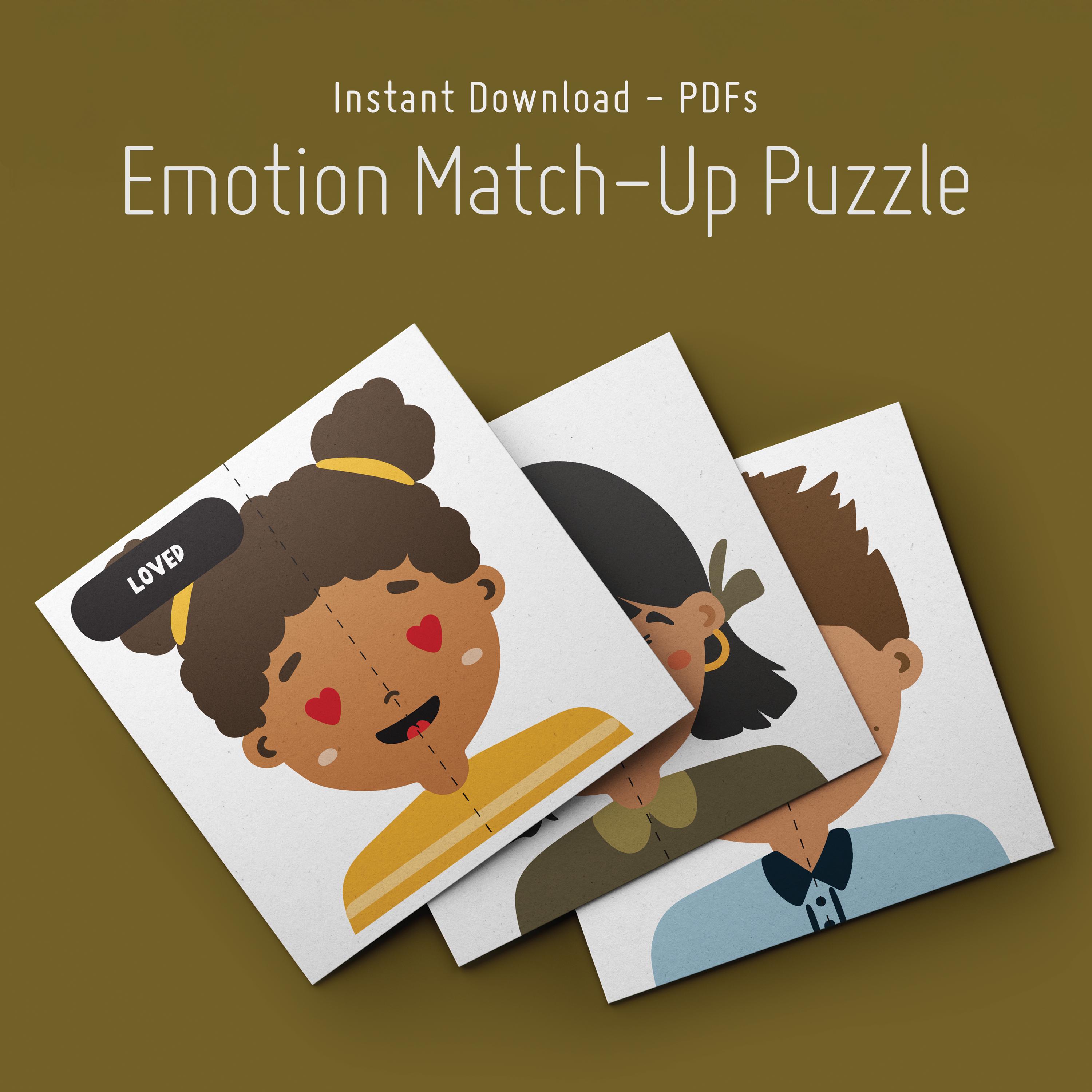 Emotions Matching Game: Printable Face Puzzle for Toddlers (PDF ...