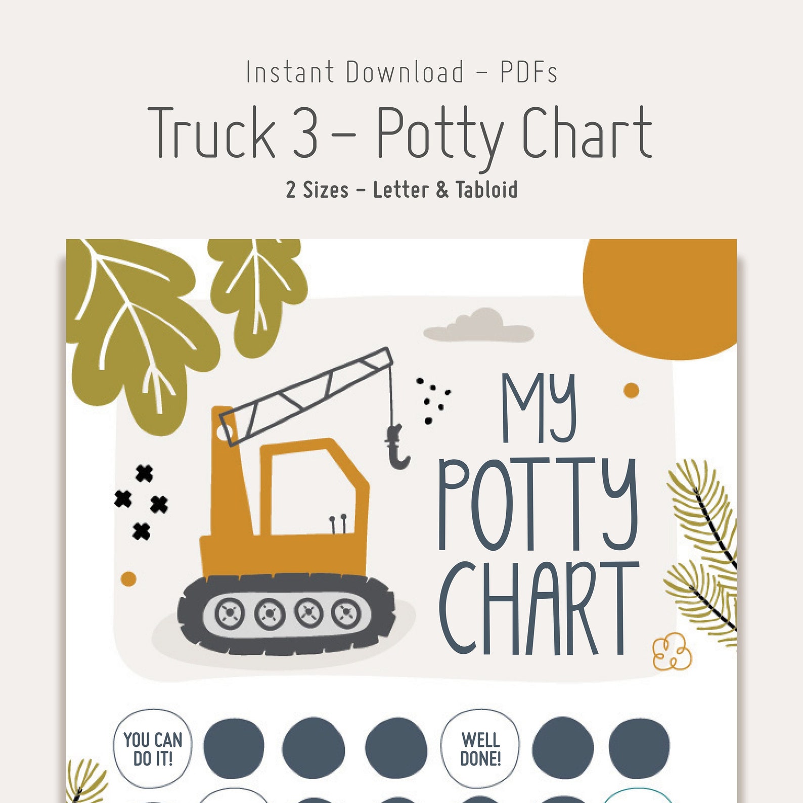 Potty Chart Truck, Printable Potty Training Reward Chart for Kids ...