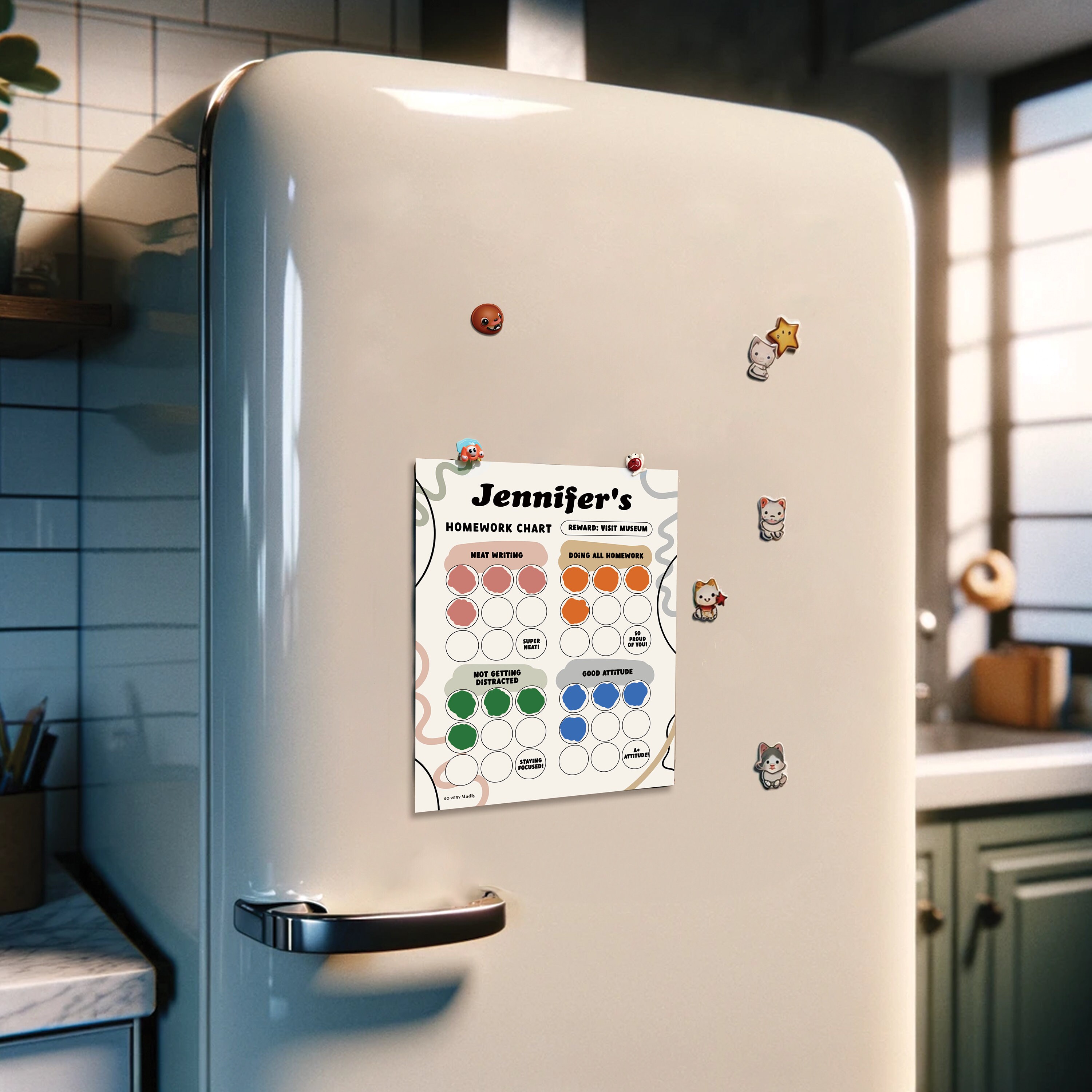 Kids Customizable Homework Chart With Rewards | Editable and Printable ...