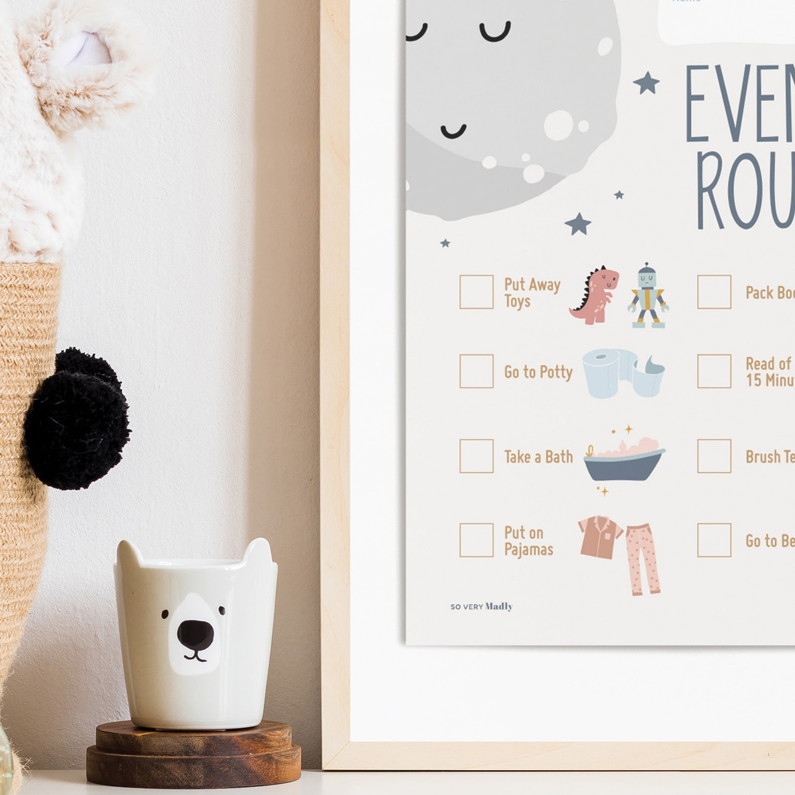 Bedtime Routine, Evening Routine Chart, Neutral Boho Printable Routine ...