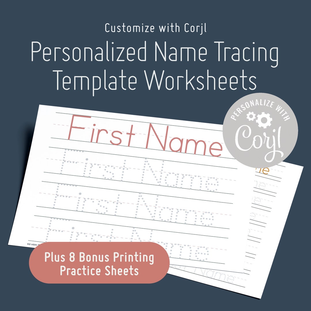 Personalized Child Name Printing Worksheet | Customizable First/middle ...