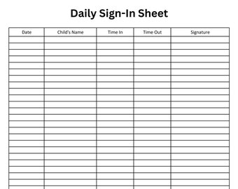 SIGN IN/OUT Log Daycare Printable Daily and Weekly Sign in and Out ...