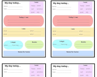 Preschool Daily Report: PNG, PDF, and Microsoft Word Download, Save ...