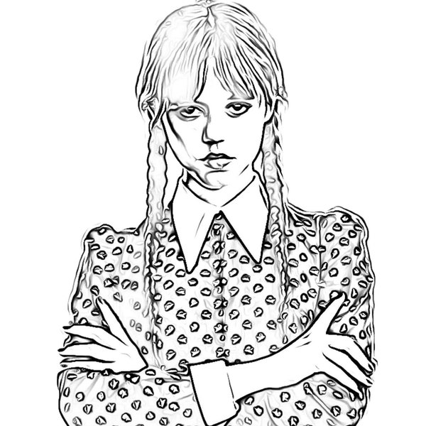 Wednesday Addams Coloring Pages Etsy