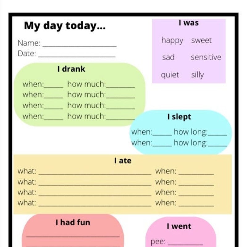 Daycare Daily Sheet - Etsy