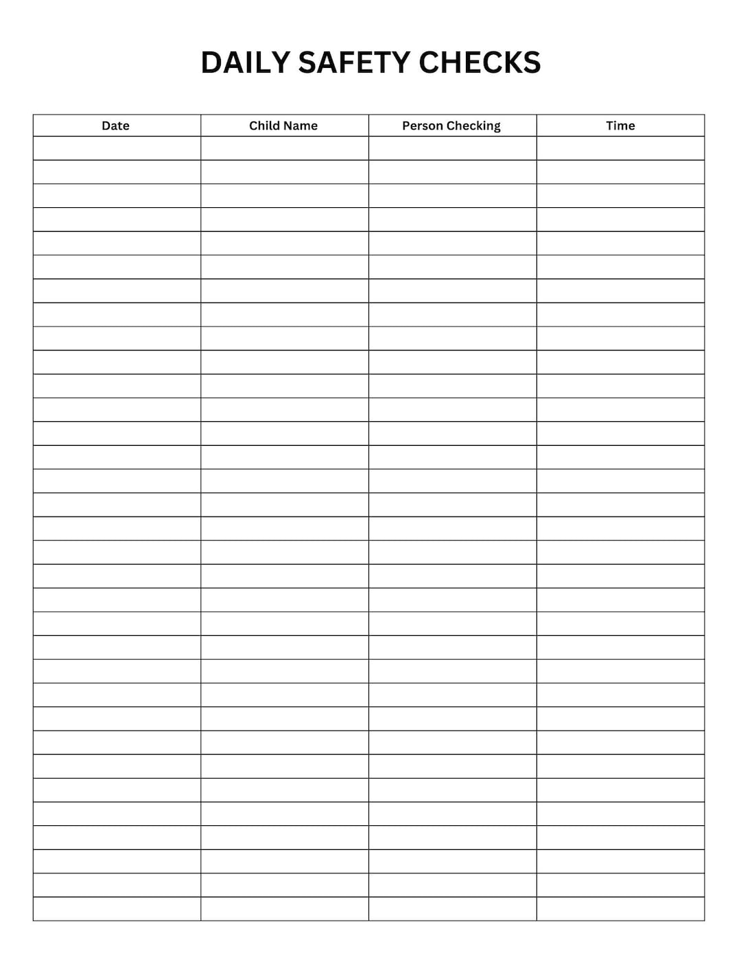 Child Daily Safety Checks - Etsy