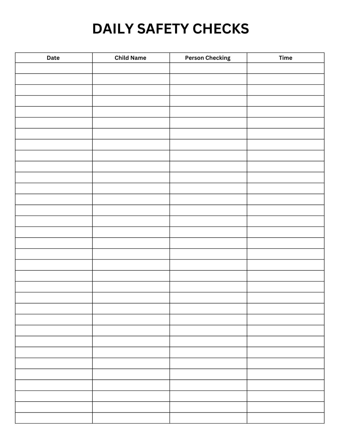 Child Daily Safety Checks - Etsy