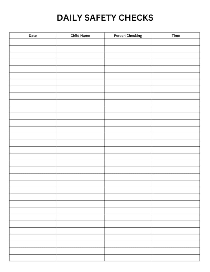 Child Daily Safety Checks - Etsy