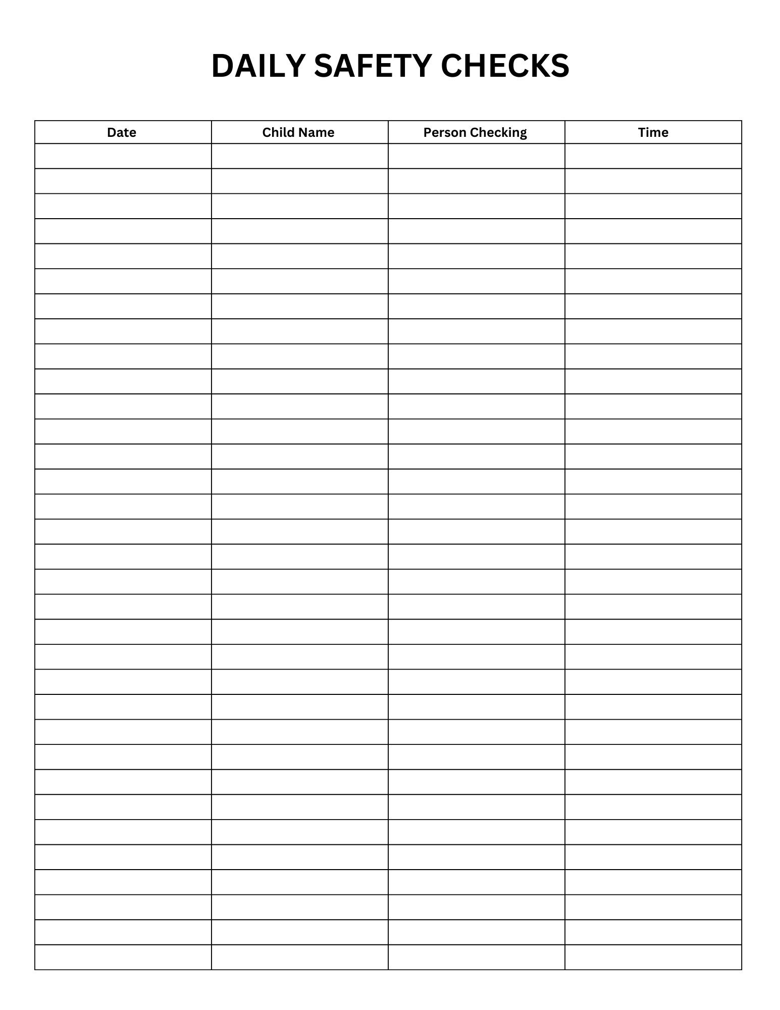 Child Daily Safety Checks - Etsy