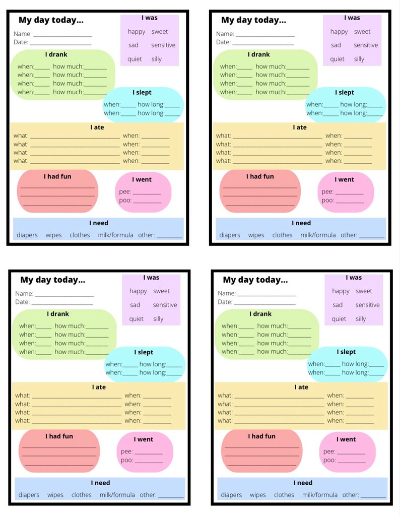 Daycare Daily Report - Etsy