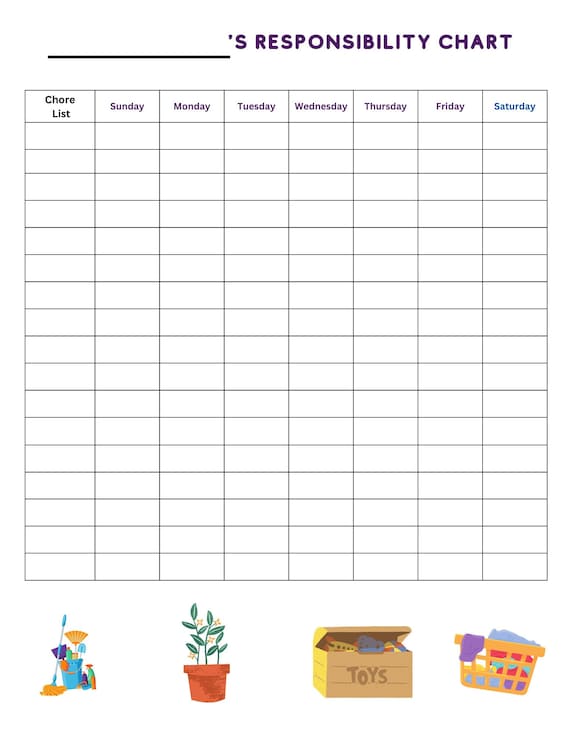 Responsibility Chart-blank Purple - Etsy