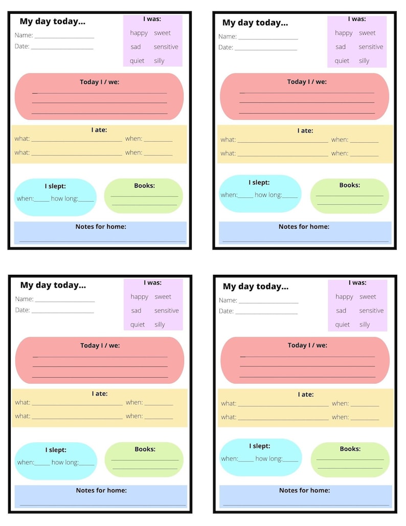 Preschool Daily Report - Etsy