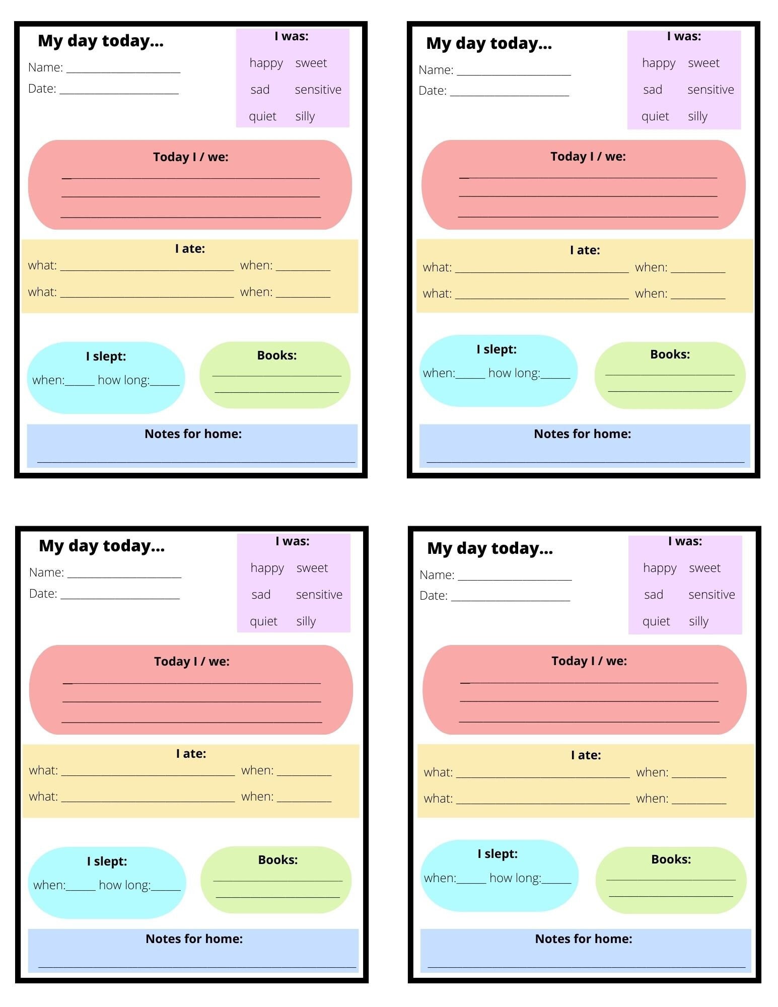 Preschool Daily Report - Etsy