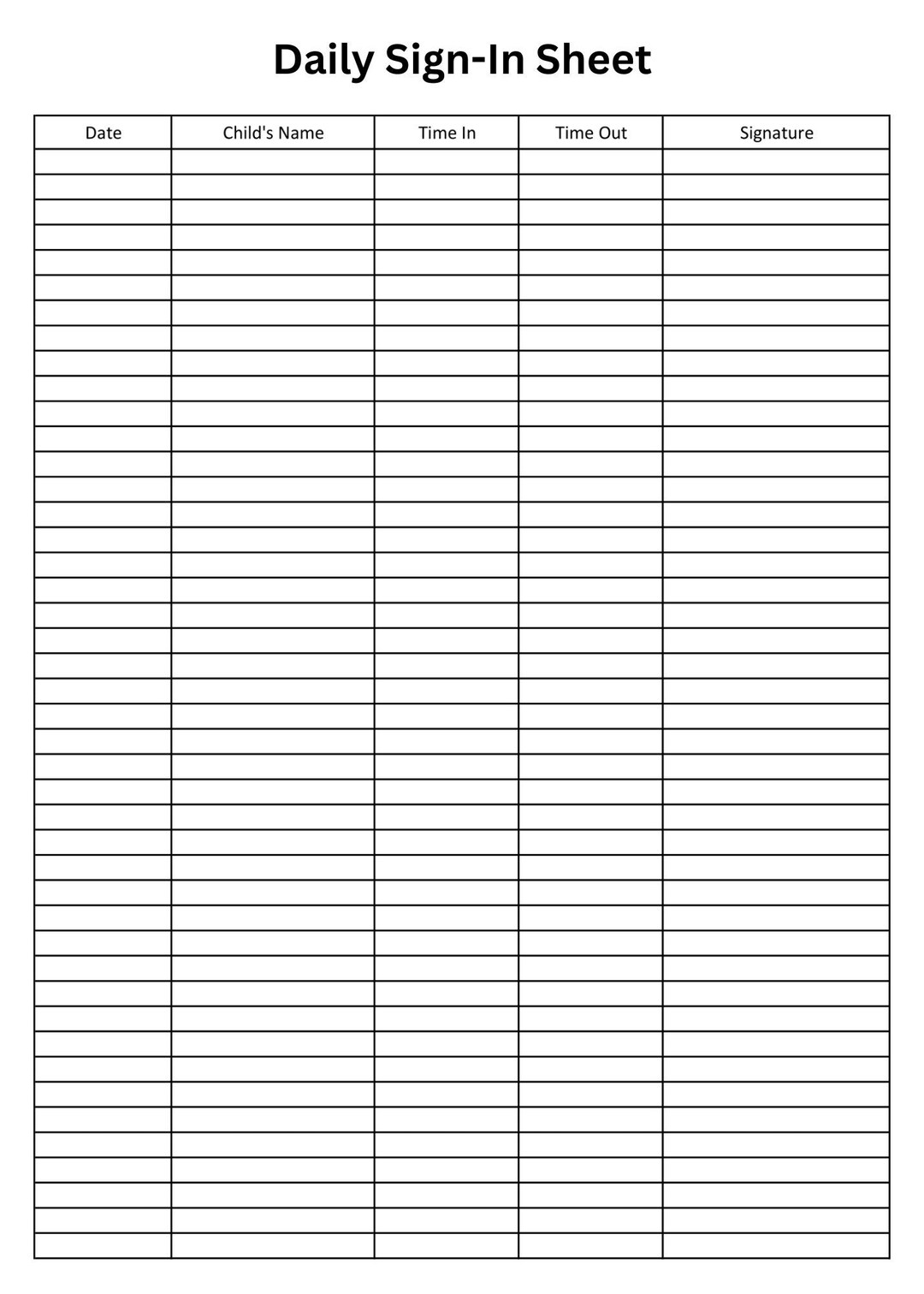 Daily Sign-in Sheet - Etsy