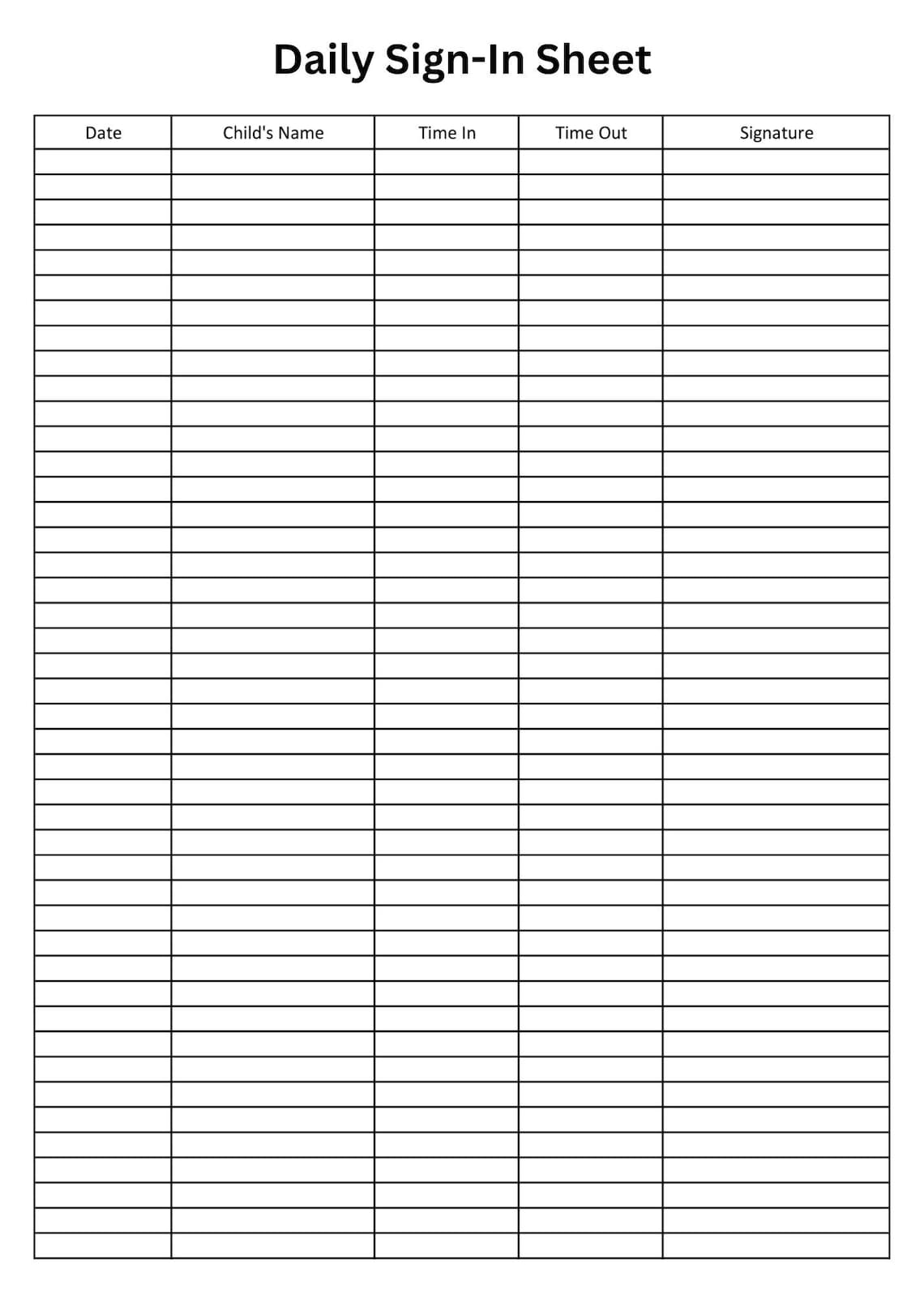 Daily Sign-in Sheet - Etsy