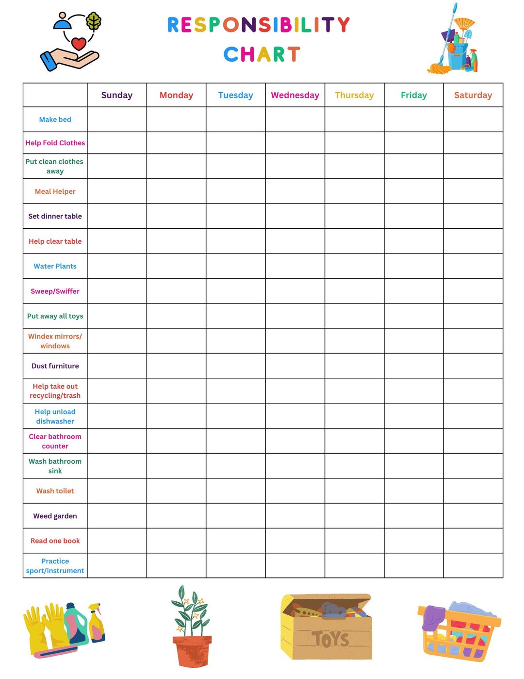Digital Responsibility Chart Ages 6-12: Rainbow - Etsy