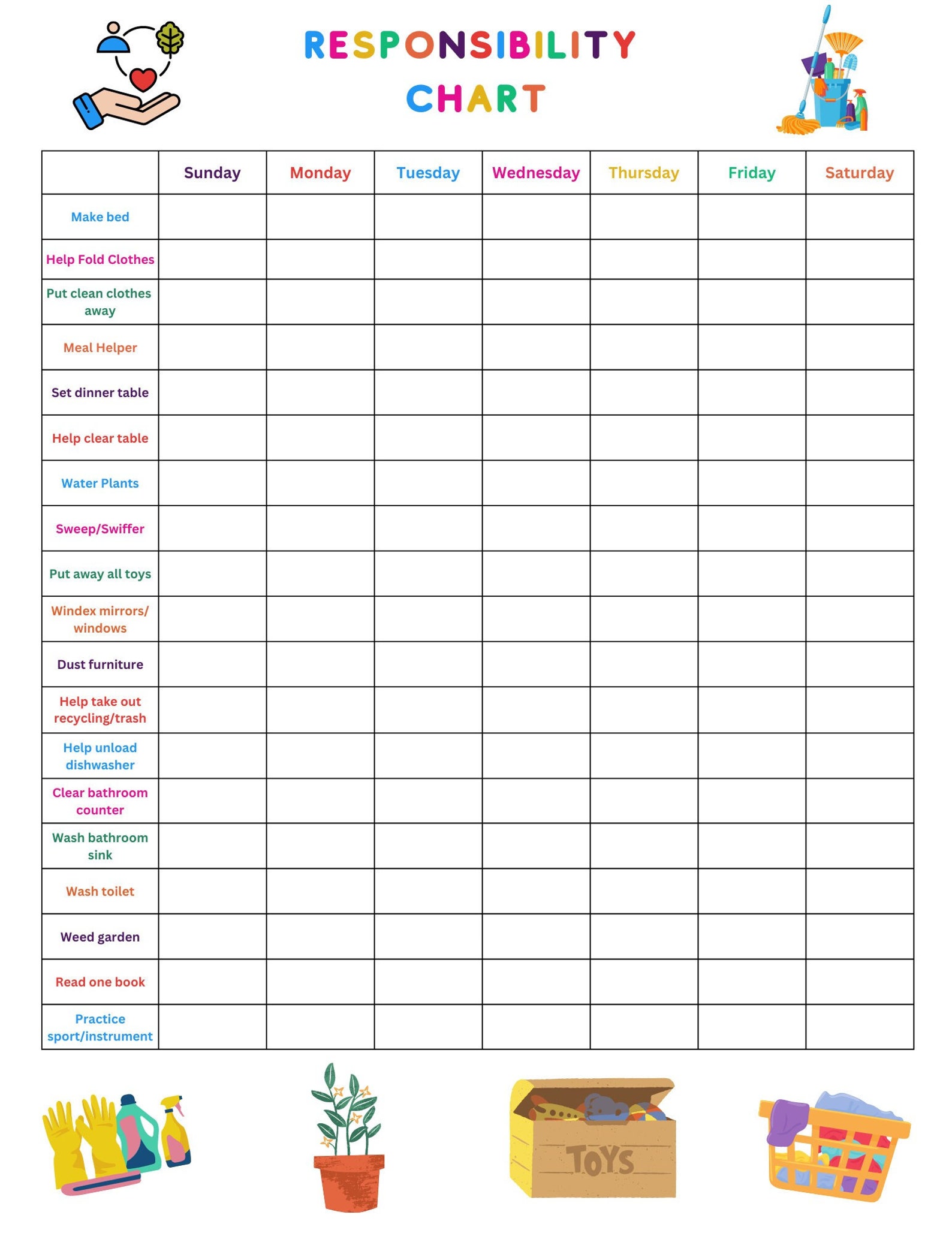 Digital Responsibility Chart Ages 6-12: Rainbow - Etsy