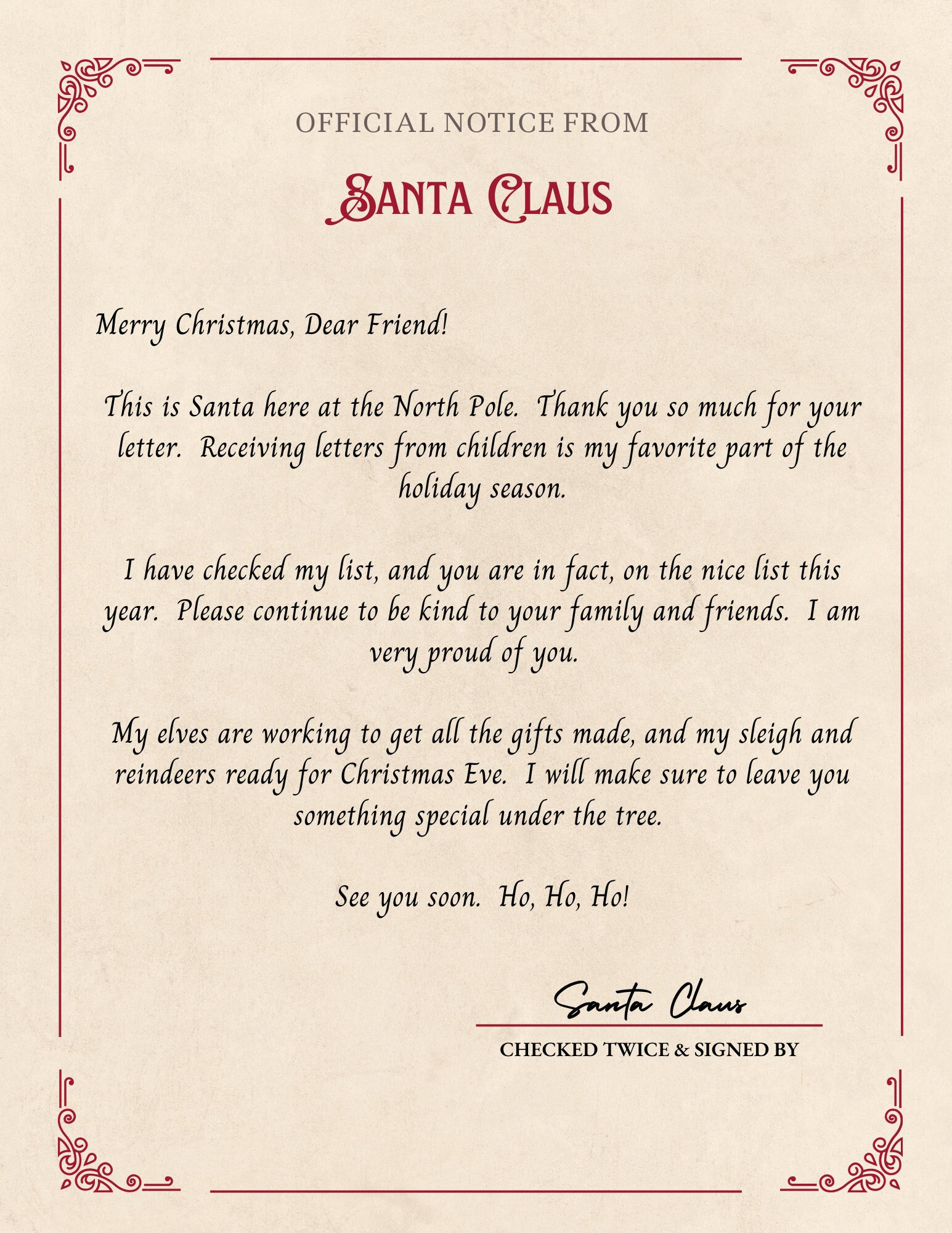 Letter From Santa - Etsy