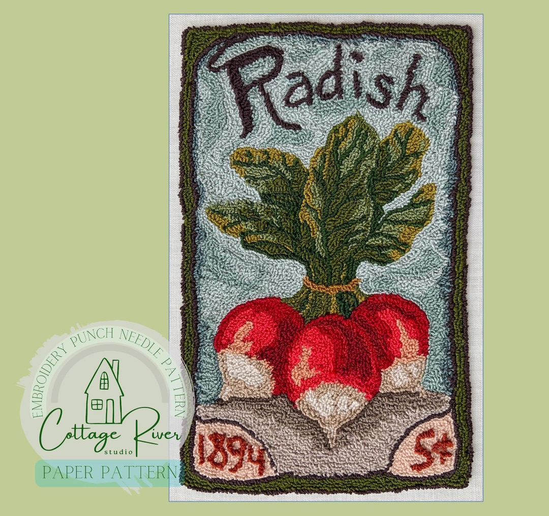 Radish Punch Needle Vintage Seed Packet - PAPER Pattern Full Color ...