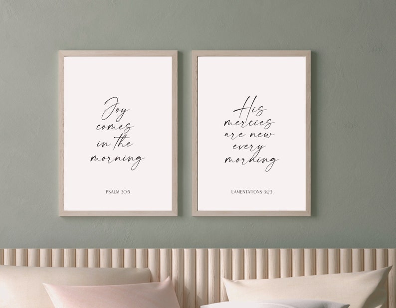 Morning Bible Verse Duo - Modern Wall Scripture Art - Etsy