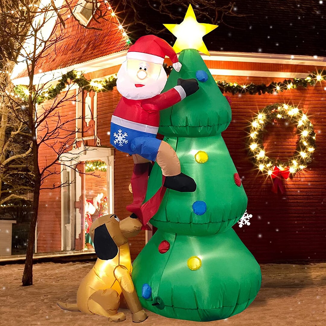 6 Ft Inflatable Christmas Tree With Santa Inflatables Outdoor Etsy