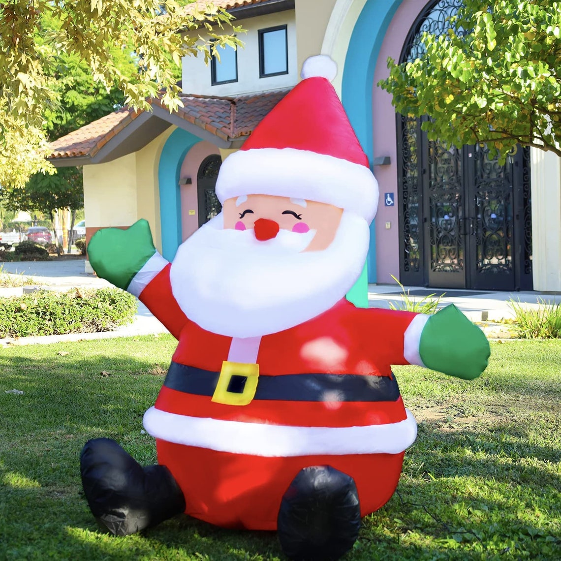 Christmas Inflatable Outdoor Sitting Santa Claus Happy Face Etsy