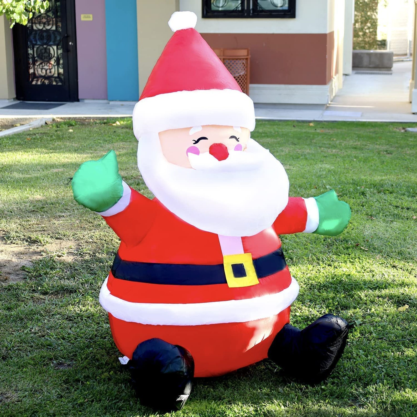 Christmas Inflatable Outdoor Sitting Santa Claus Happy Face Etsy
