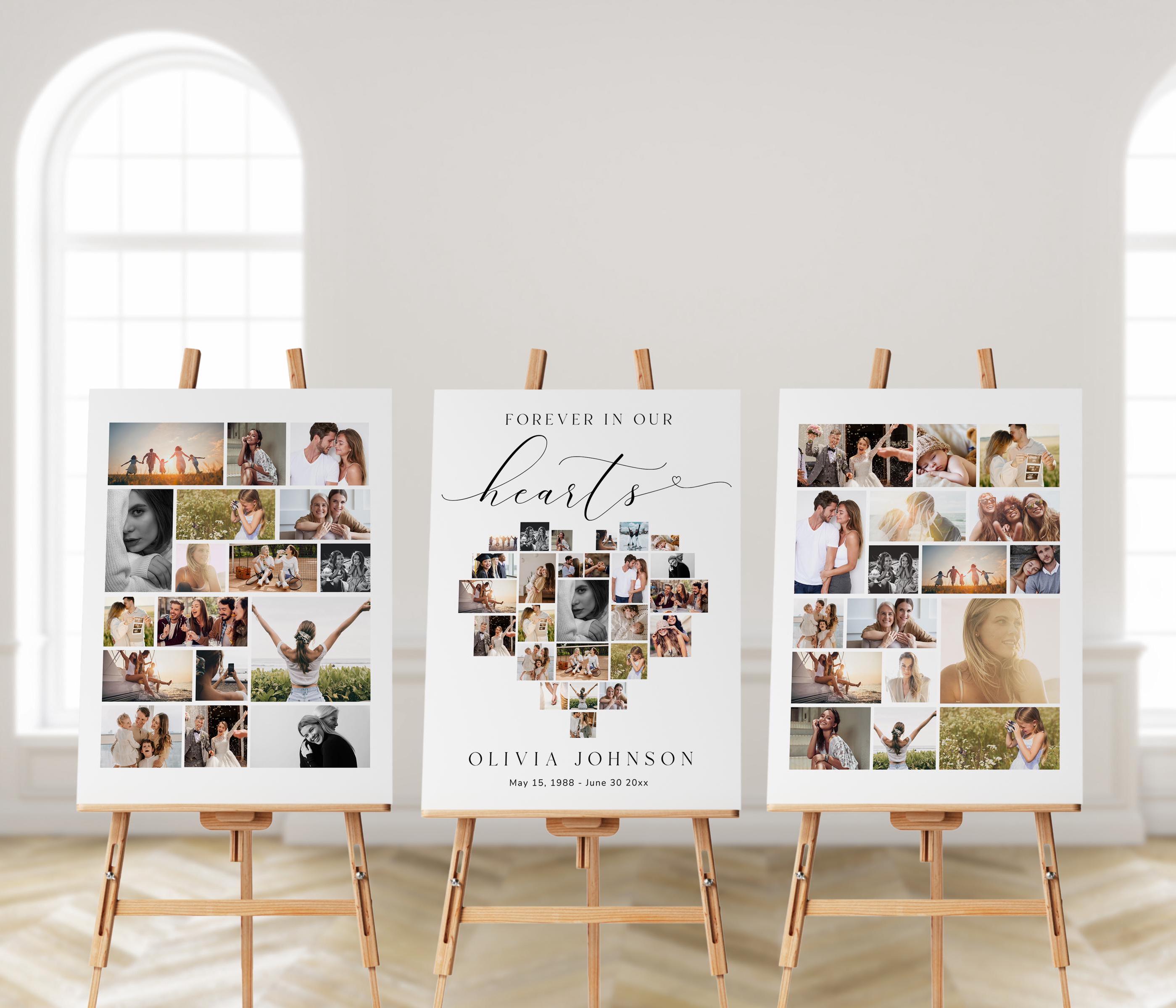 Funeral Photo Collage Sign Set Templates, Canva Funeral Poster Template ...