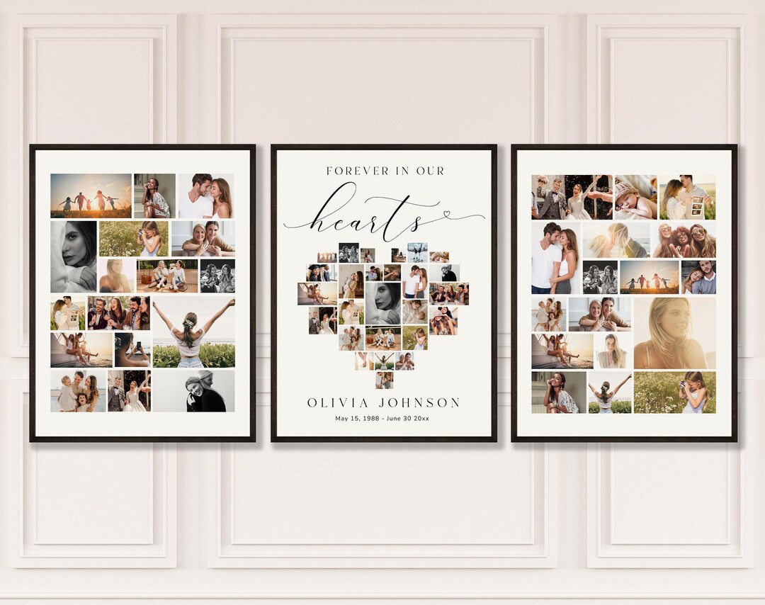 Funeral Photo Collage Sign Set Templates, Canva Funeral Poster Template ...