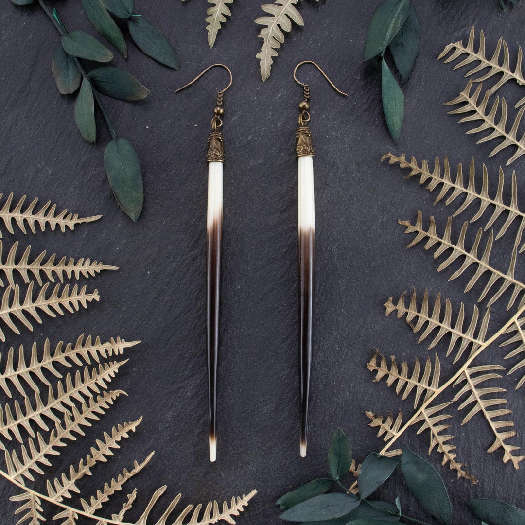 NOMADIC ESSENSE EARRINGS (long Version)- Yellowstone Earrings-western Jewelry-porcupine Quill ...