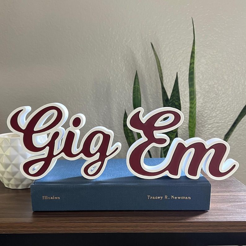 Texas A&M Gig Em Block Letter Shelf Decor | Officially Licensed 3D ...