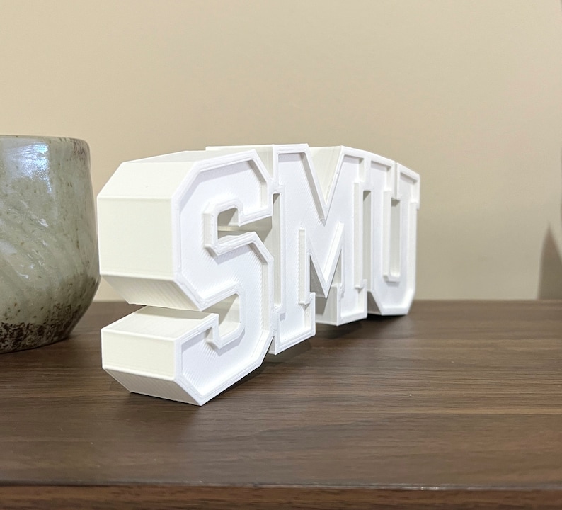 Smu Logo Block Letter Shelf Decor Southern Methodist Etsy