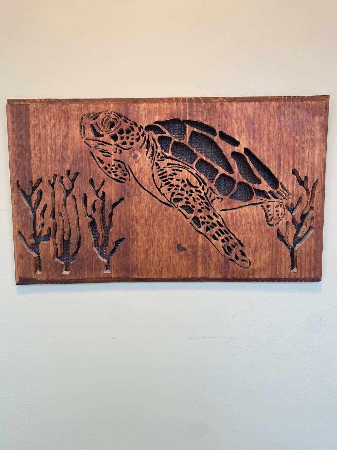 Wood Floating Scroll Saw Sea Turtle - Etsy