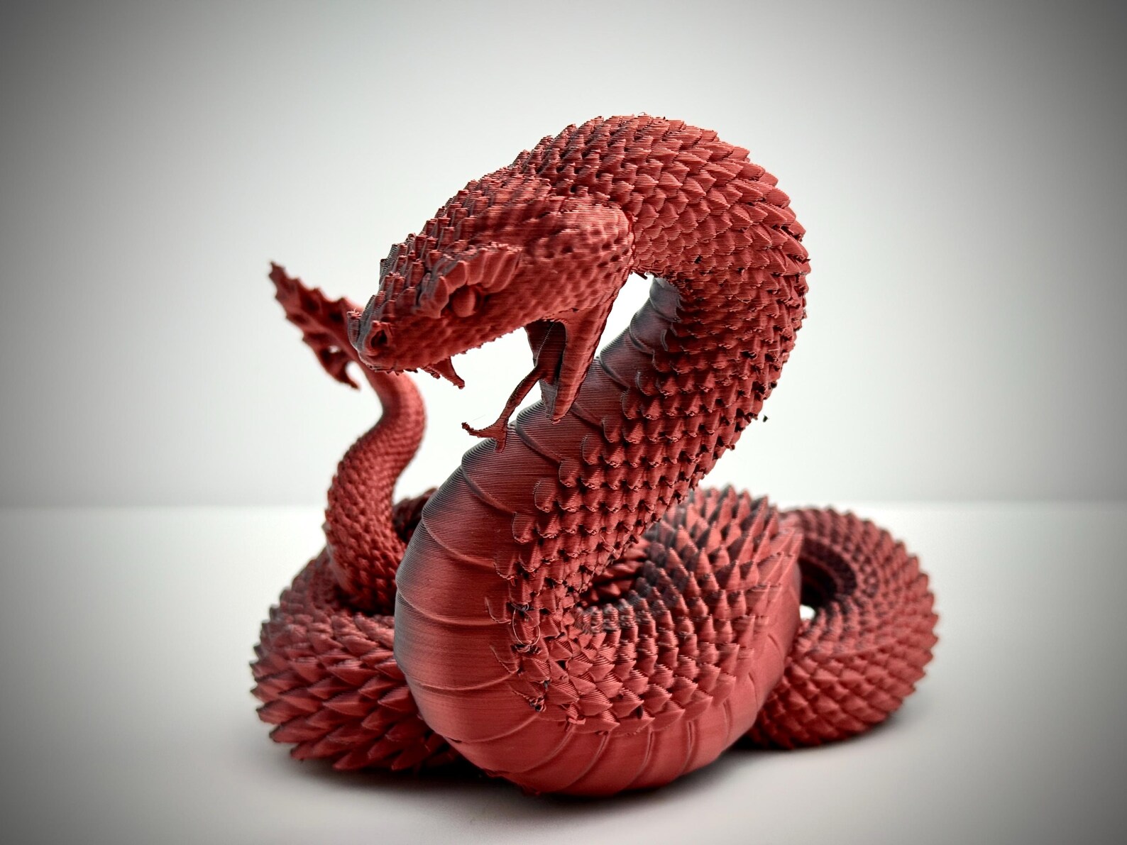3D Printed Viper Snake Statue - Red & Black Multicolor, Handcrafted ...