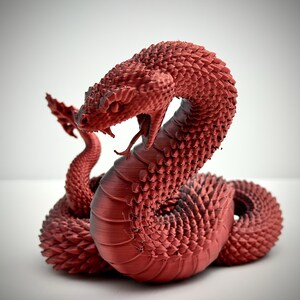 3D Printed Viper Snake Statue - Red & Black Multicolor, Handcrafted ...
