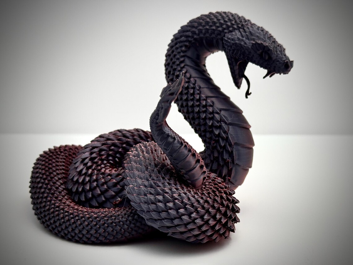 3D Printed Viper Snake Statue - Red & Black Multicolor, Handcrafted ...